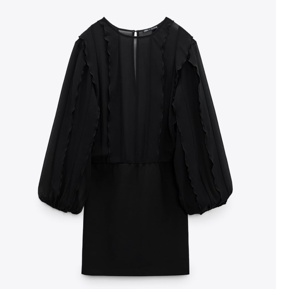 Zara | Dresses | Nwt Zara Woman Short Ruffled Dress Black Size S Small ...